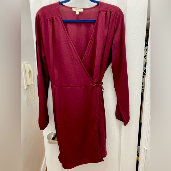 Monteau | Dresses | Burgundy Wrap Dress | Poshmark